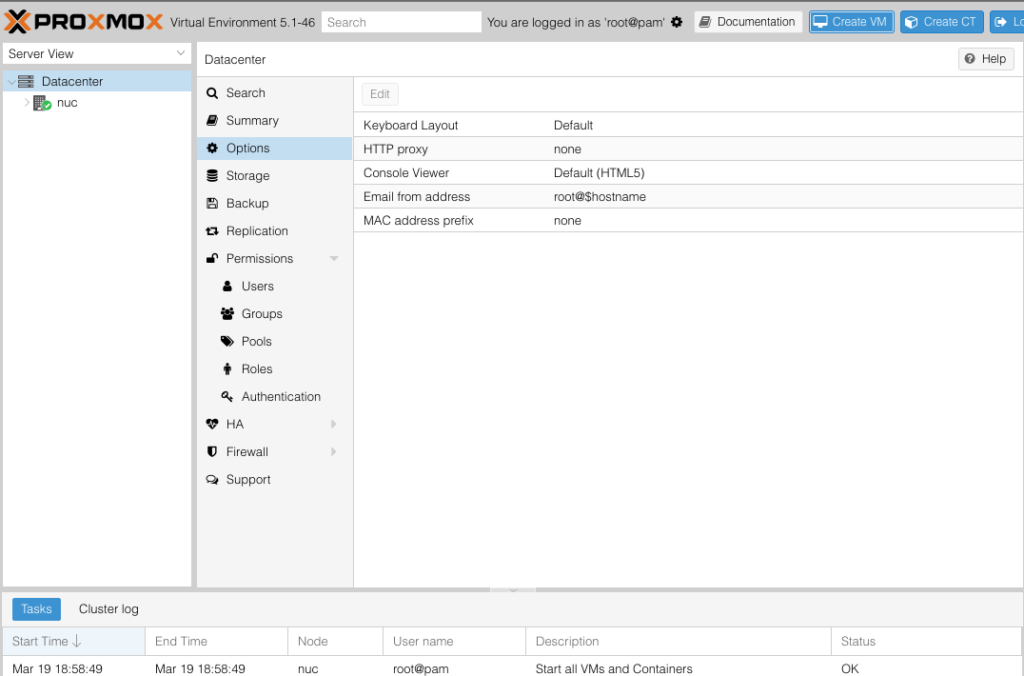Howto Installing Hassio In Docker On A Proxmox Nuc Server